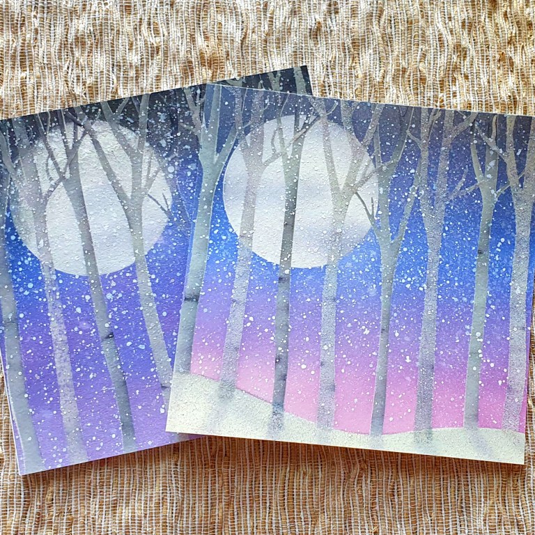 A Serene Snowy Scene for your Holiday or Winter Cards – Craftyanna Studio