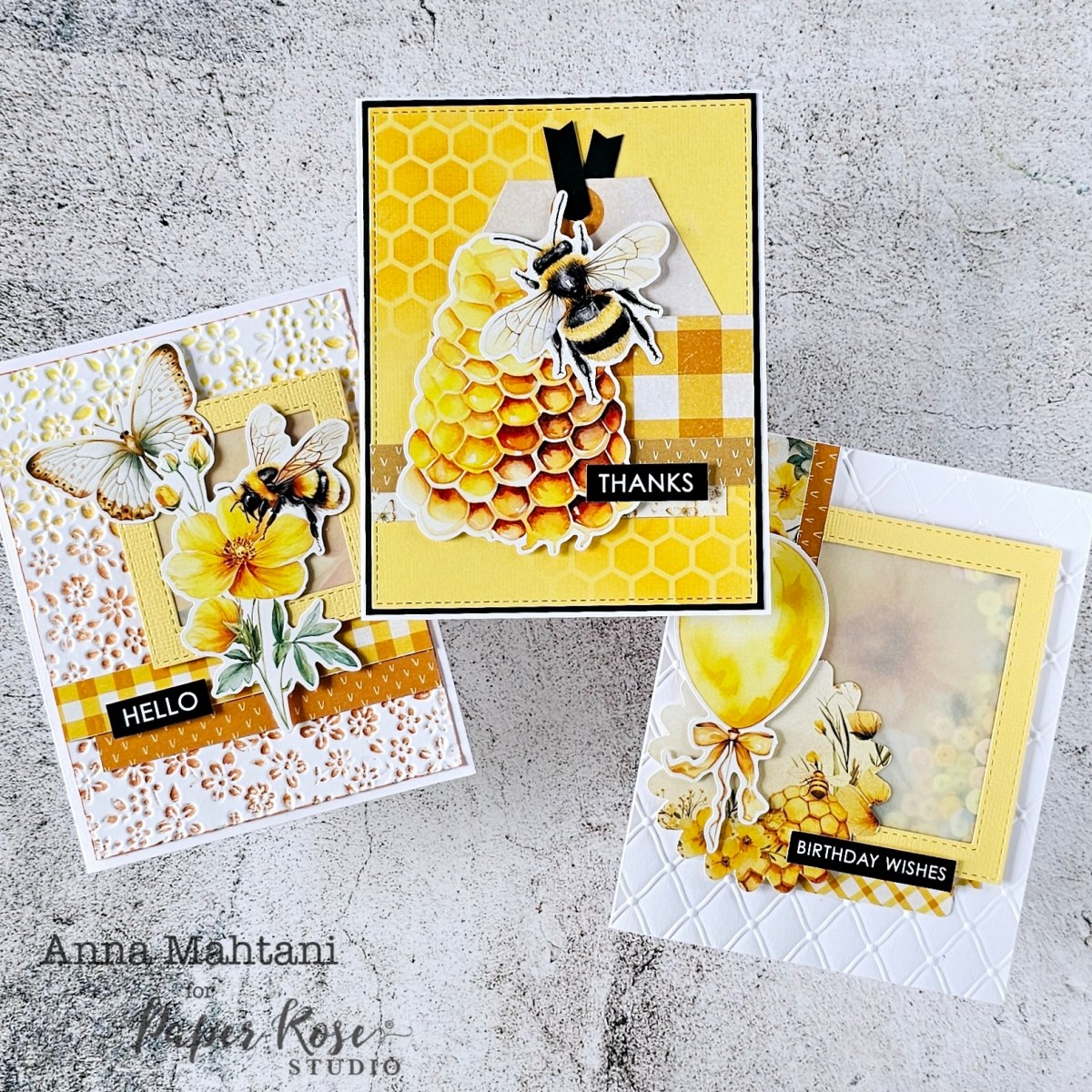 Bee-utiful Collage Cards: Paper Rose Studio Bees & Butterflies Collection – Craftyanna Studio